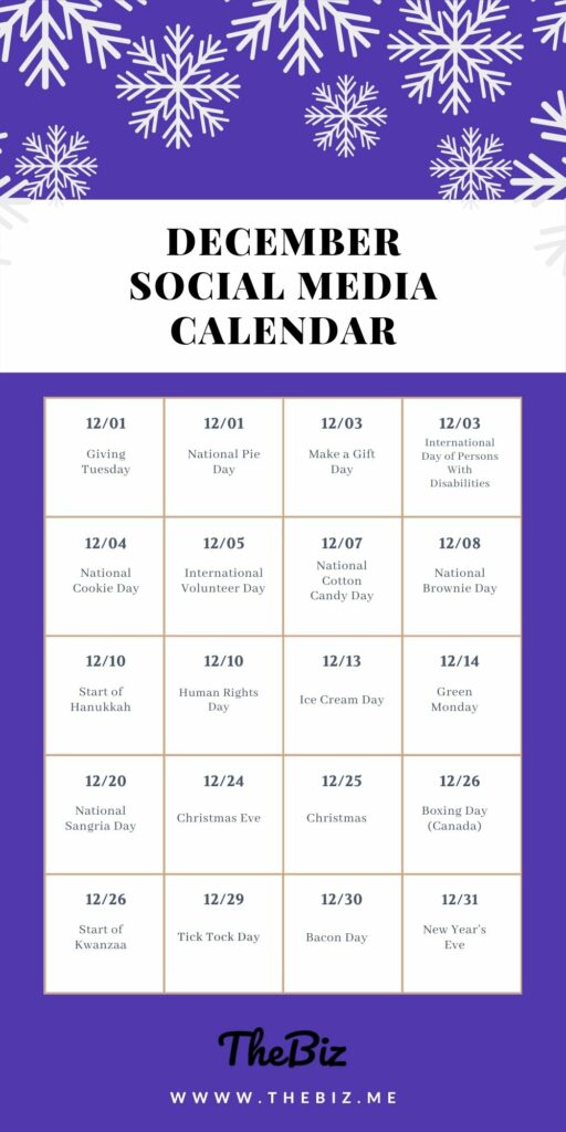 December Social Media Calendar + FREE Templates - TheBiz